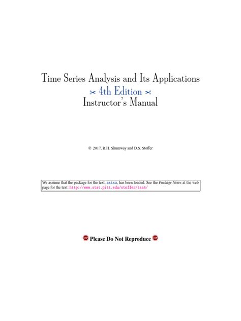 Time Series Analysis And Its Applications Instructors Manual Robert H Shumway David S