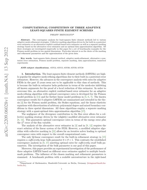 Pdf Computational Competition Of Three Adaptive Least Squares Finite