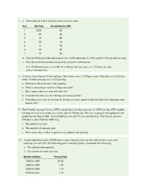 Inventory Management Problem Set Pdf