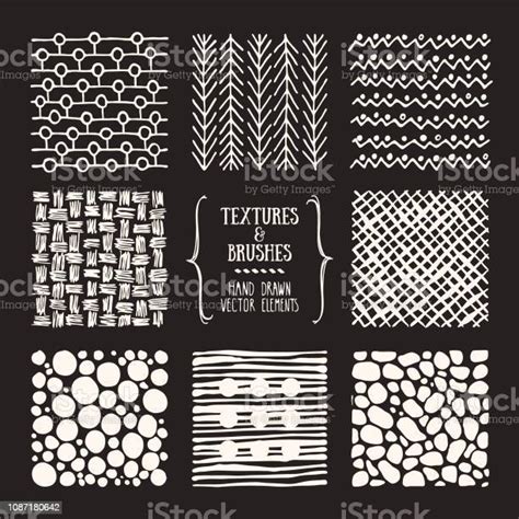 선형 손으로 그린 패턴 추상 텍스처 브러쉬 스트로크 포스터 전단지 디자인 서식 파일입니다 벡터 클립 아트 컬렉션 검은 배경에