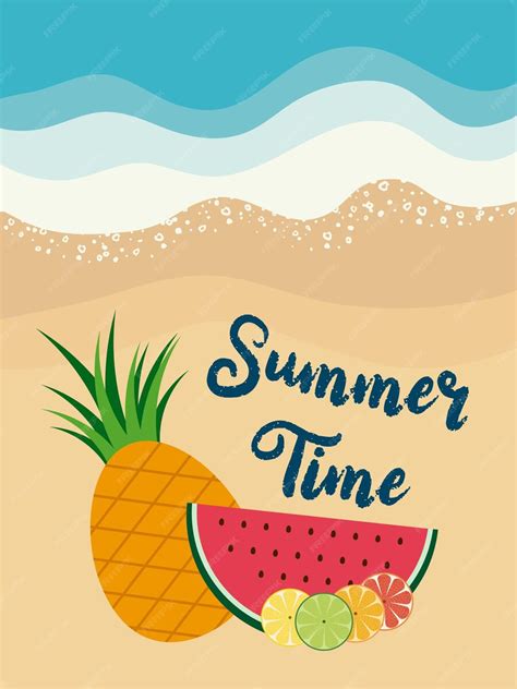 Premium Vector Summertime Clipart Template Beach Time Clipart