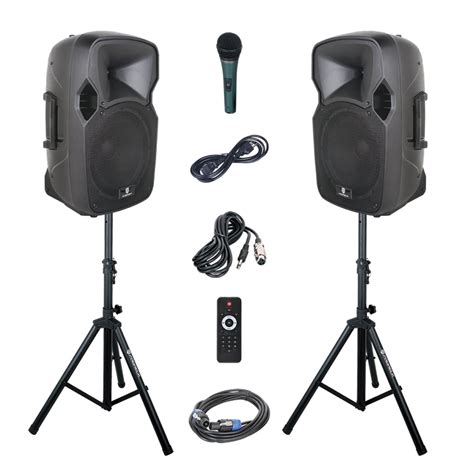 Proreck Party 12 12 Inch 1000 Watts 2 Way Powered Pa Speaker System Combo Set With Bluetooth Usb
