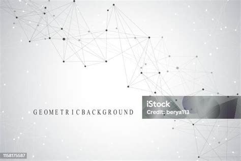 기하학적 그래픽 배경 분자 및 통신 점으로 연결된 선 미니멀리즘 혼란 일러스트 배경입니다 과학 화학 생물학 의학 기술 벡터의