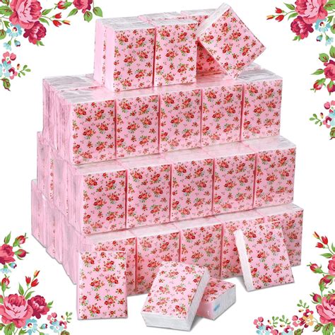 100 Packs Tissue Packs Floral Travel Tissues Packs Pocket