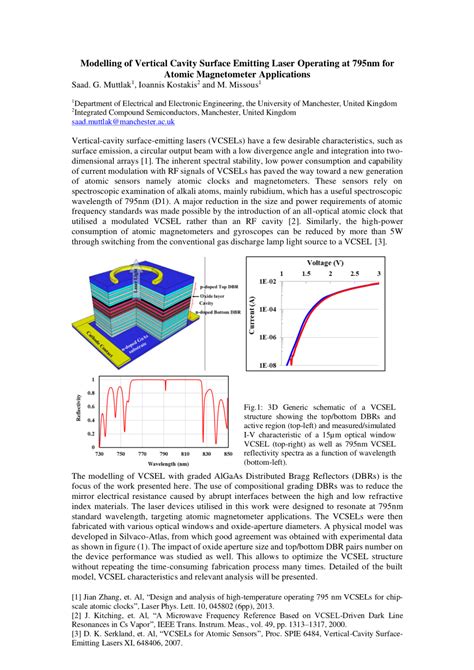 Pdf Modelling Of Vertical Cavity Surface Emitting Laser Operating At 795nm For Atomic