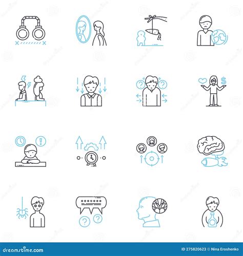 Mental Science Linear Icons Set Psychology Psychotherapy Mental