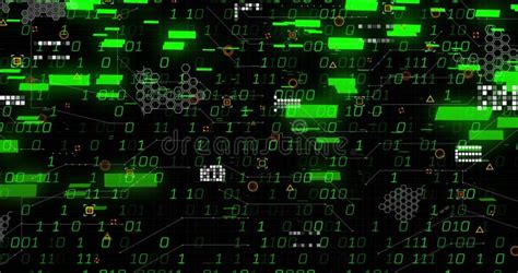 Digital Dashboard Being Animated In Scene With Neon Green Binary