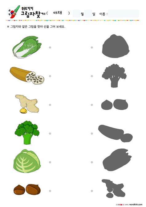 [그림자 찾기 4장] 17 야채 그림 연결하기 Find The Correct Shadow