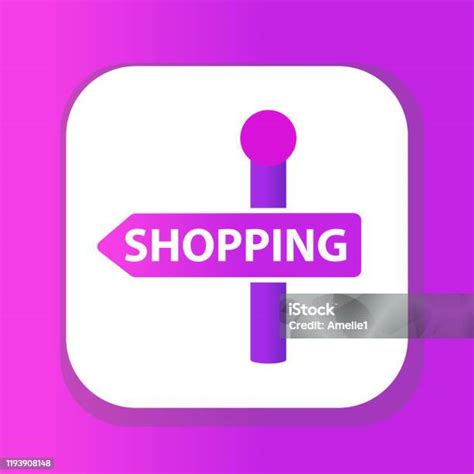 비문 쇼핑 아이콘 평면 디자인 표지판 도로 표지판 흰색 배경에 고립 된 화살표 쇼핑 벡터 일러스트레이션 클립 아트 누름 버튼에 대한 스톡 벡터 아트 및 기타 이미지 Istock