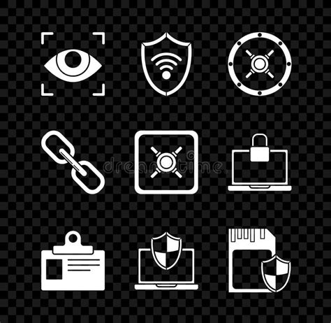 Set Eye Scan Shield With Wifi Wireless Internet Network Safe Identification Badge Laptop
