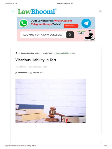 Vicarious Liability In Tort Pdf Legal Liability Vicarious Liability