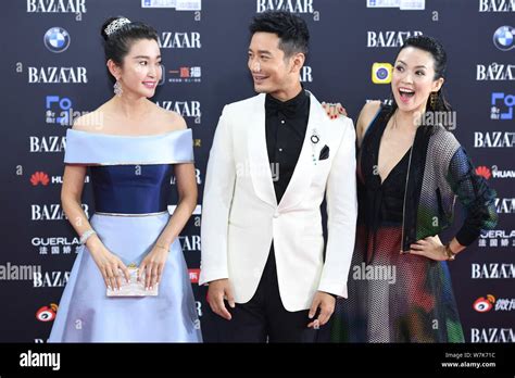 From Left Chinese Actor Huang Xiaoming Actresses Li Bingbing And