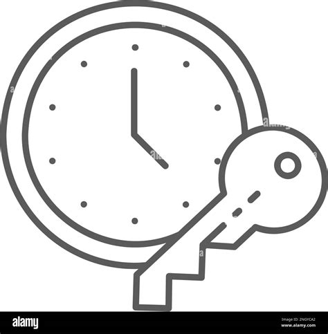 Clock With Key Timer Lineal Icon Time Management Symbol Design Stock