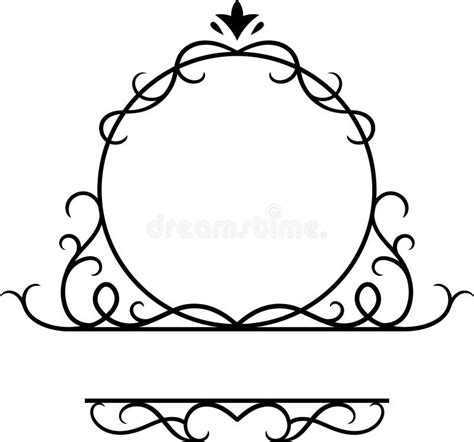 Elegant Round Floral Frame With Copy Space Featuring Decorative Swirls Flourishes And