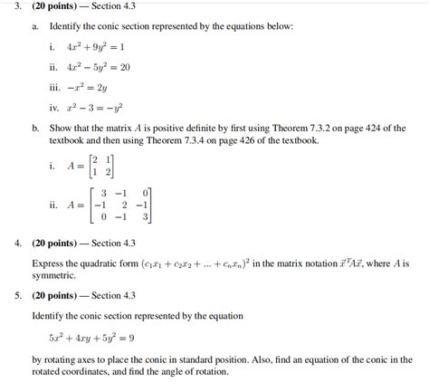 Solved A Identify The Conic Section Represented By The