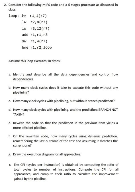 Solved 2 Consider The Following Mips Code And A 5 Stages