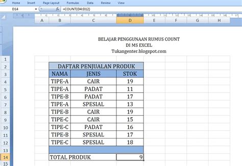 Belajar Rumus Fungsi Count Di Excel