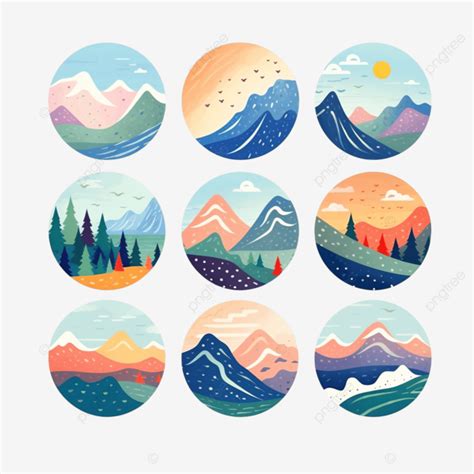 스티커를 위한 귀여운 산 추상적인 미술 곡선 Png 일러스트 및 이미지 에 대한 무료 다운로드 Pngtree