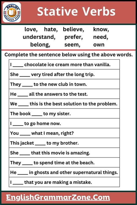 Stative Verbs Definition Usage And Example
