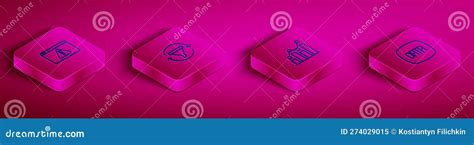 set isometric line browser with exclamation mark sales funnel chart
