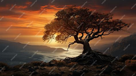 Premium Ai Image Rooted Strength Tree With Sprawling Branches Symbolizing Resilience