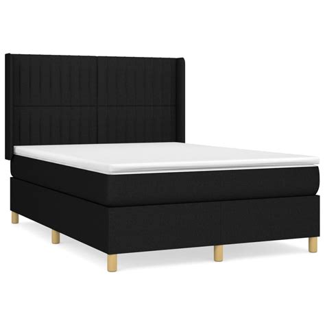 Lit Double Lit Adulte Lit à Sommier Tapissier Avec Matelas Noir