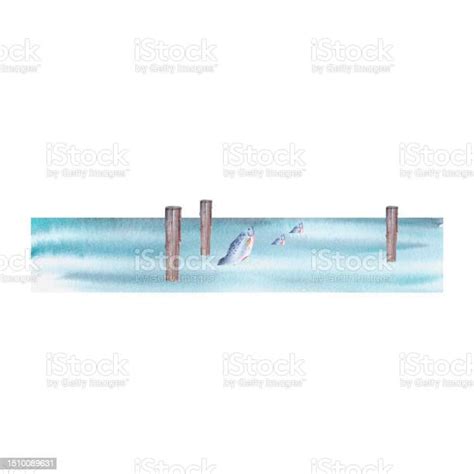 바다 수채화 그림에 물고기입니다 하얀 배경에 고립된 노르웨이 집이 있는 손으로 그린 카드 개념에 대한 스톡 벡터 아트 및 기타 이미지 Istock