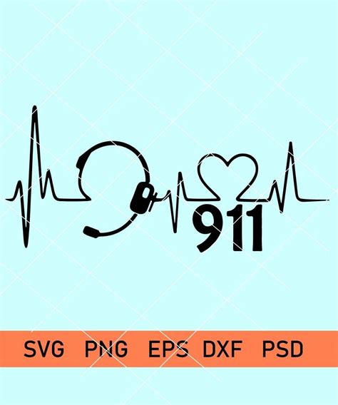 911 Dispatcher Heartbeat Headset Svg 911 Svg 911 Dispatcher Svg Police Dispatcher Svg