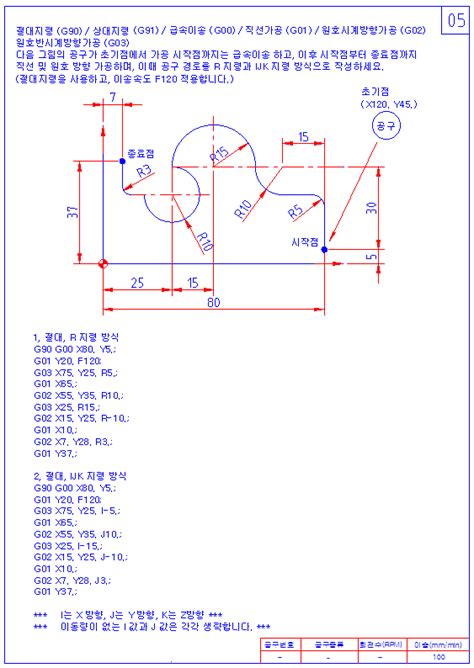 Cnc 프로그래밍 머시닝센터 수기코딩 004 G90절대 G91상대 G00급속이송 G01직선가공 G02원호시계가공 G03원호반