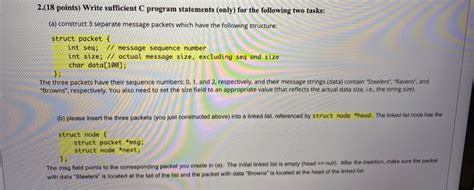 Solved 218 Points Write Sufficient C Program Statements