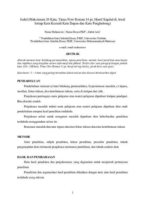 Doc Judul Maksimum 20 Kata Times New Roman 14 Pt Huruf Kapital Di