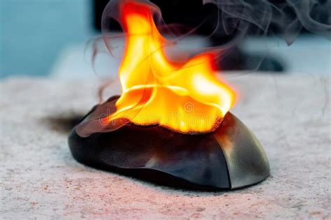 Computer Mouse In Flames Careless Handling Of Equipment Fire Stock Image Image Of Accident