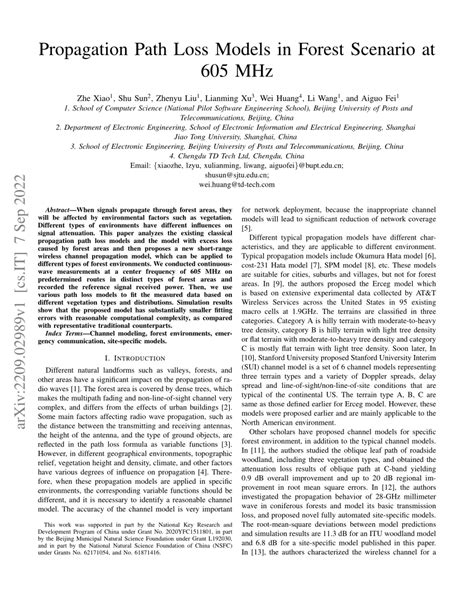 Pdf Propagation Path Loss Models In Forest Scenario At 605 Mhz
