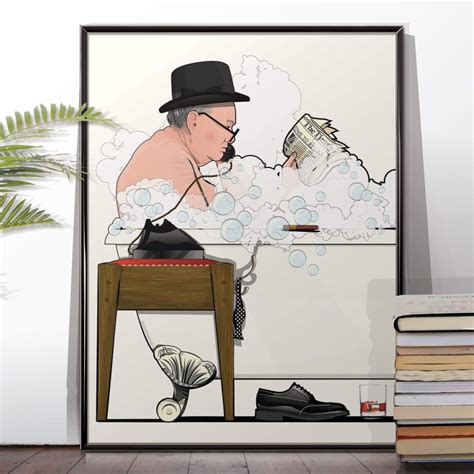 Churchill On The Toilet Funny Bathroom Humour Art Print