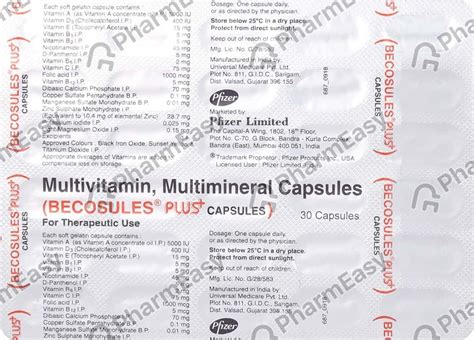 Becosules Plus Strip Of 30 Capsules Uses Side Effects Price And Dosage