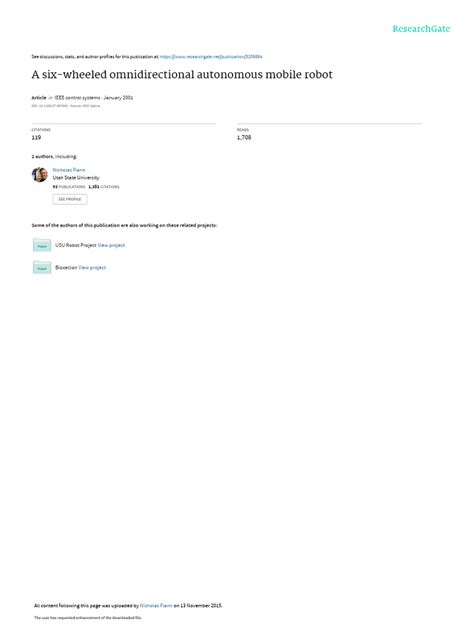 A Six Wheeled Omnidirectional Autonomous Mobile Robot Ieee Control