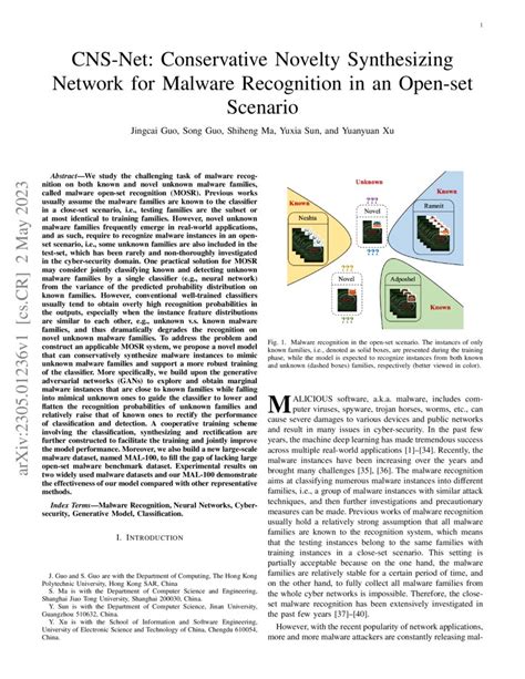 Cns Net Conservative Novelty Synthesizing Network For Malware Recognition In An Open Set