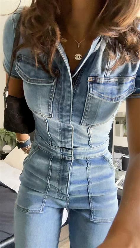 Denim On Denim Video Catsuit Outfit Denim Jumpsuit Outfit Denim