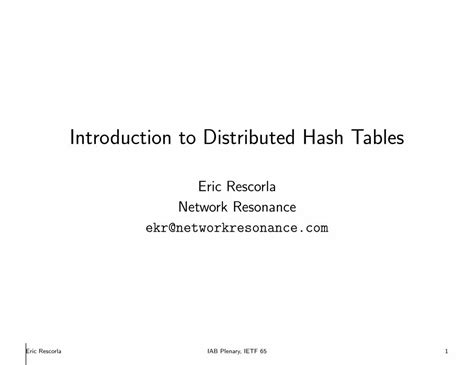 Pdf Introduction To Distributed Hash Tables Pdfslidenet