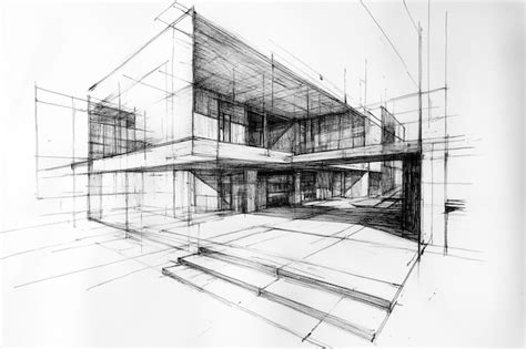 A Sketch Of A Building By Architect Premium Ai Generated Image A Sketch Of A Building By Architect Premium Ai Generated Image