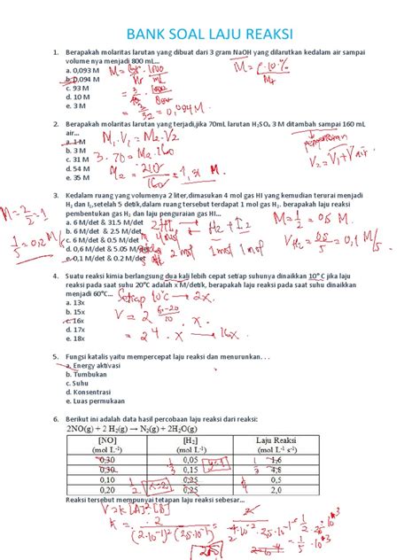 Soal Laju Reaksi Pdf