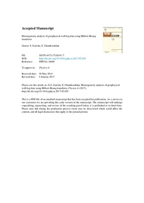 Pdf Heterogeneity Analysis Of Geophysical Well Log Data Using Hilbert Huang Transform