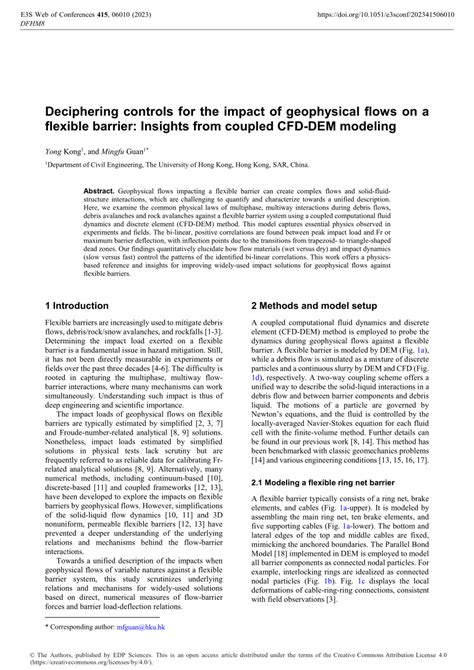 Pdf Deciphering Controls For The Impact Of Geophysical Flows On A Flexible Barrier Insights