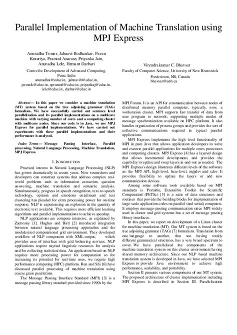 Pdf Parallel Implementation Of Machine Translation Using Mpj Express
