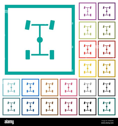 Central Differential Flat Color Icons With Quadrant Frames On White Background Stock Vector