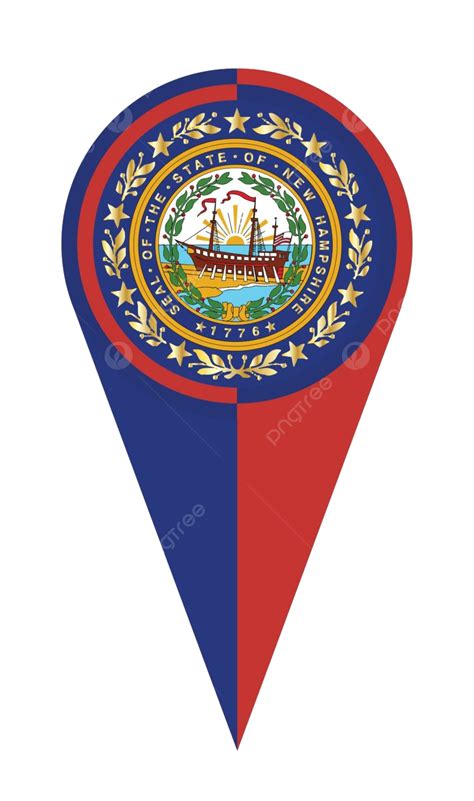 New Hampshire Map Pointer Location Flag Vector Flag Position Vector
