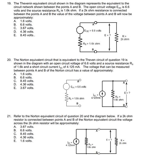 Solved 19 The Thevenin Equivalent Circuit Shown In The Chegg Com