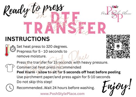 Dtf Instruction Card Transfer Print Screen Heat Instruction Press