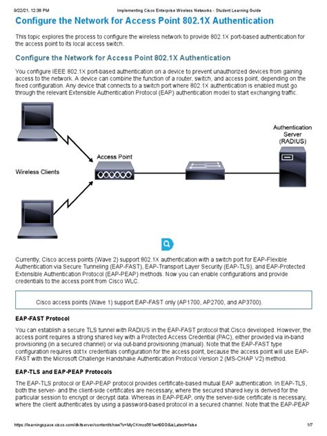 3 Configure The Network For Access Point 802 1x Authentication Pdf Information And