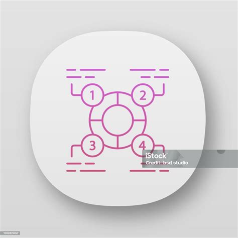 설명 다이어그램 앱 아이콘입니다 통계 데이터 시각화 링은 4 개의 섹터로 나뉩니다 전체의 4 부분 Uiux 사용자 인터페이스 웹 또는 모바일 응용 프로그램입니다 벡터 절연